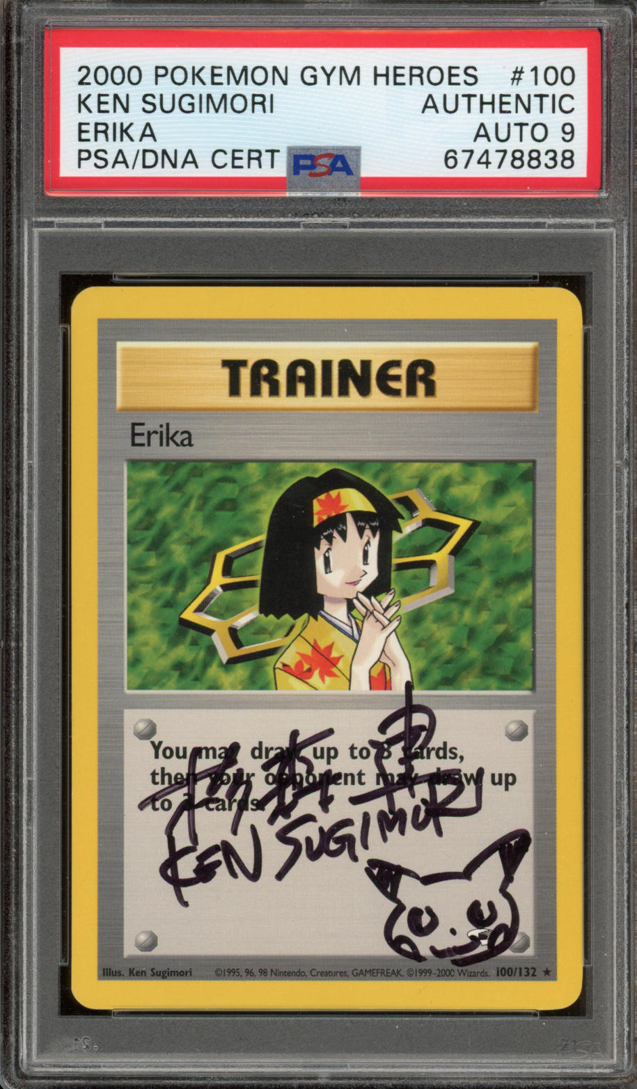 PSA Authentic Ken Sugimori Autograph 2000 Pokémon Gym Heroes #100 Erika ...