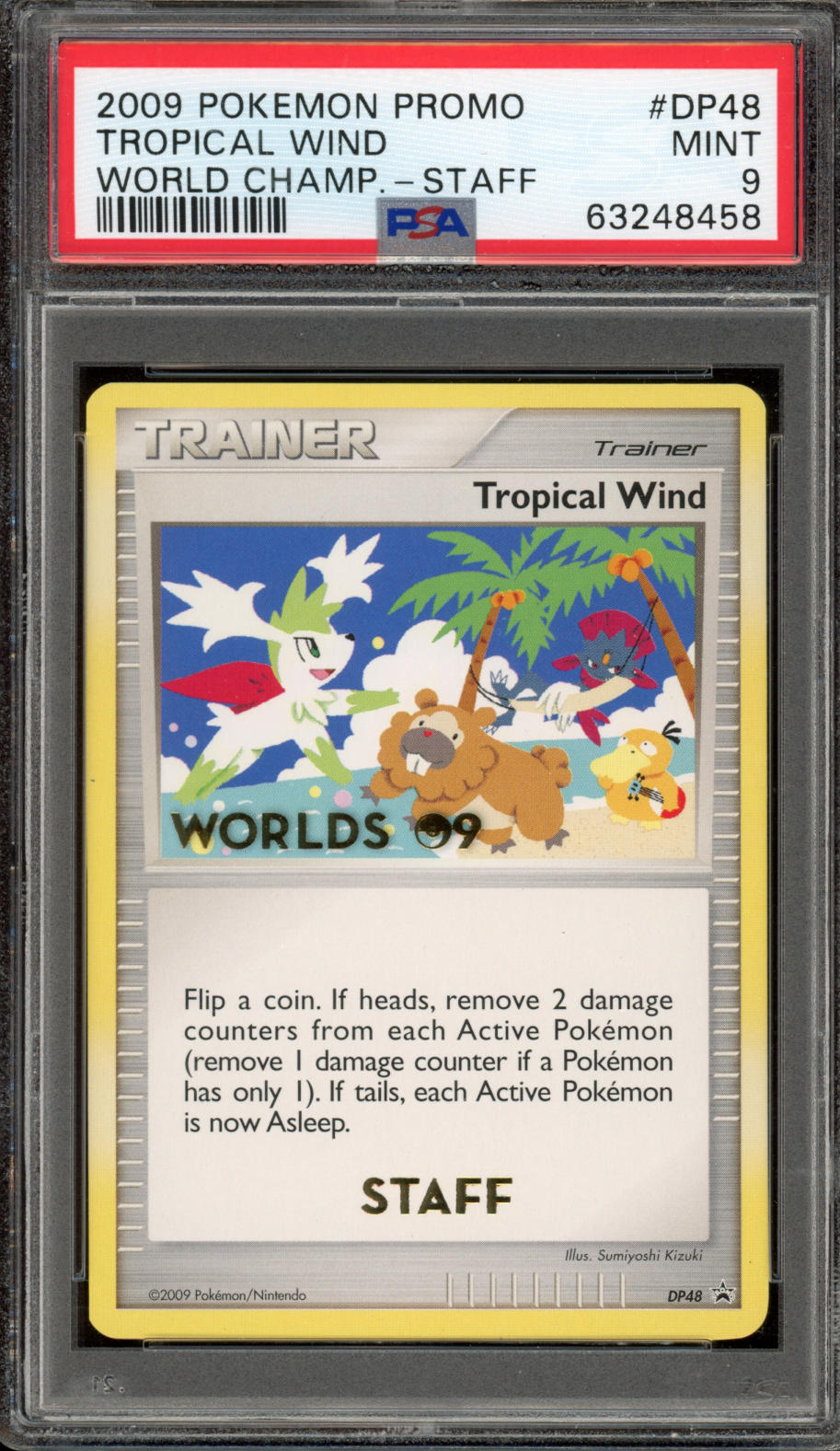PSA 9 2009 Tropical Wind Staff World Championship Pokémon DP Black Star ...