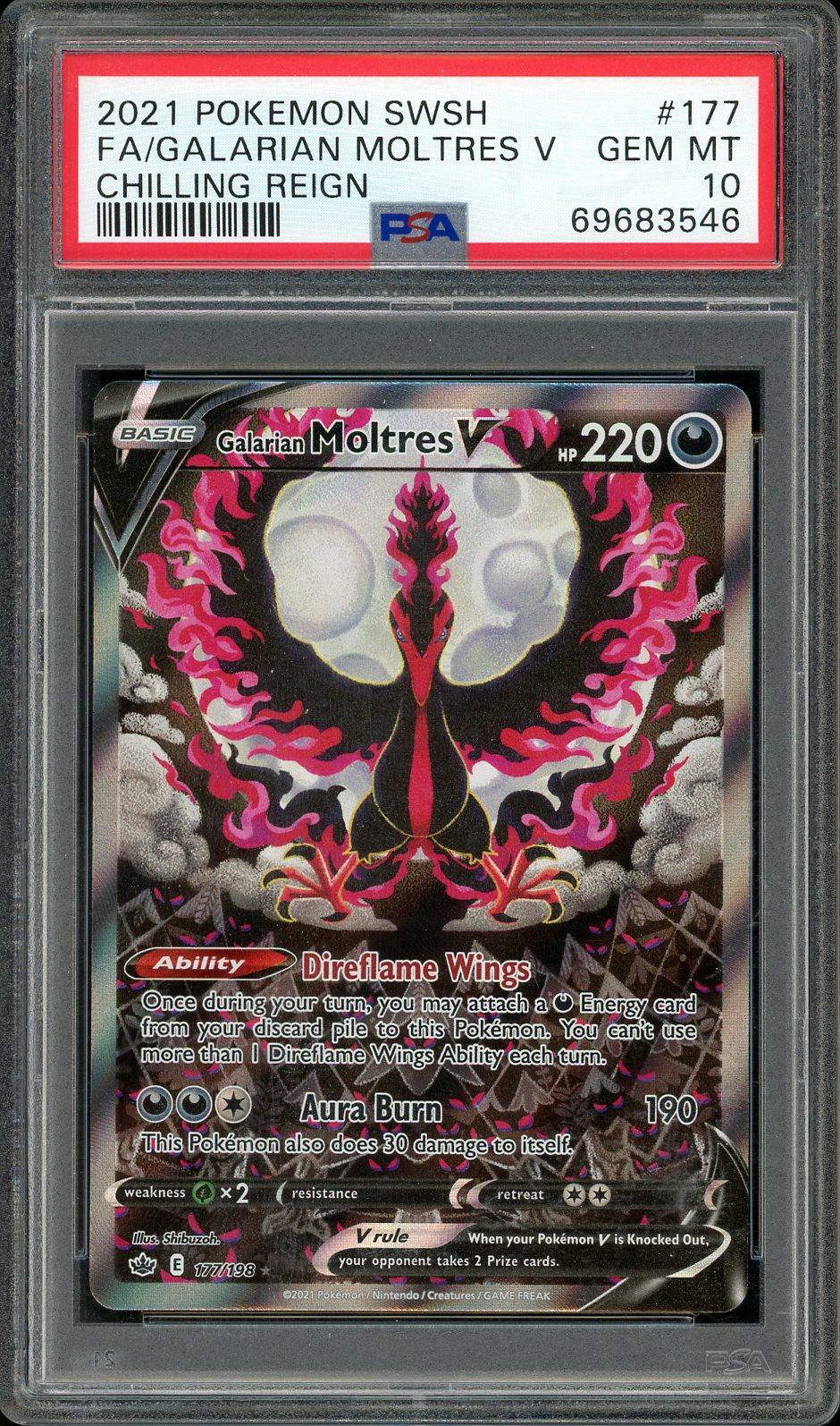 2021 Pokémon Chilling Reign Galarian Moltres V #177 PSA 10 | Rare Candy