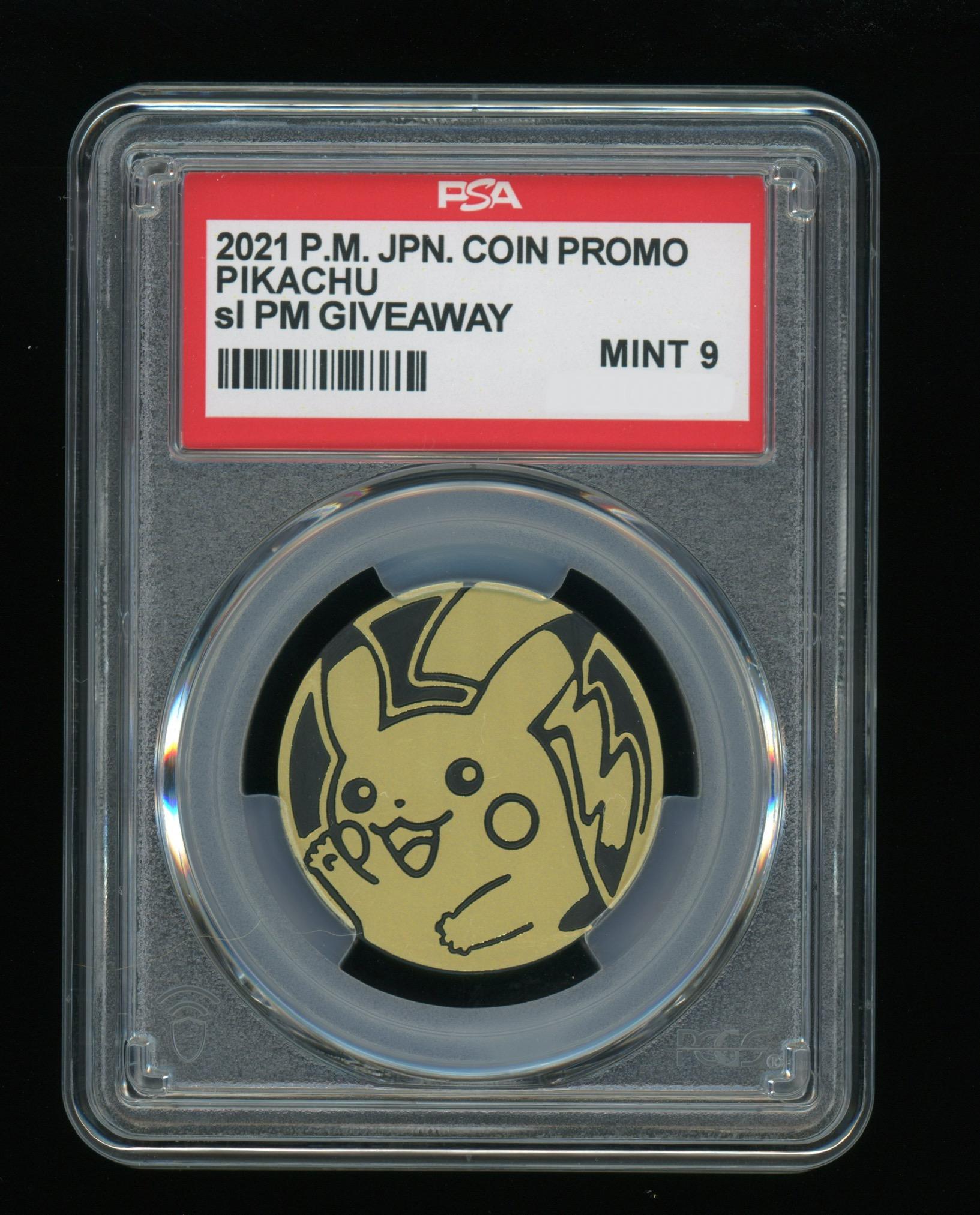 PSA 9 Pikachu Japanese Coin Promo Start Deck 100 Playmat Giveaway 2021 ...
