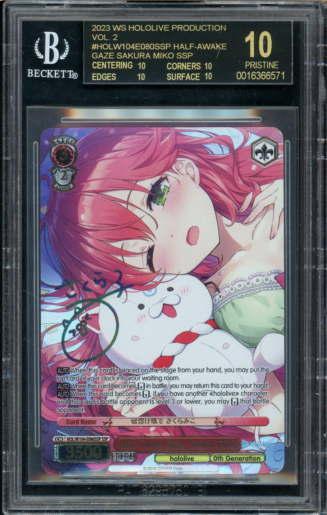 2023 Weiss Schwarz Hololive Production Vol. 2 Half-Awake Gaze Sakuro Miko SSP BGS Pristine 10 ...