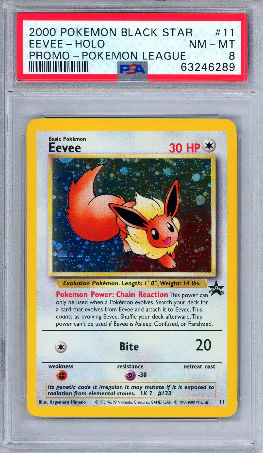 PSA 8 Eevee Pokémon League 11 Black Star Promo 2000 Mint Pokemon | Rare ...