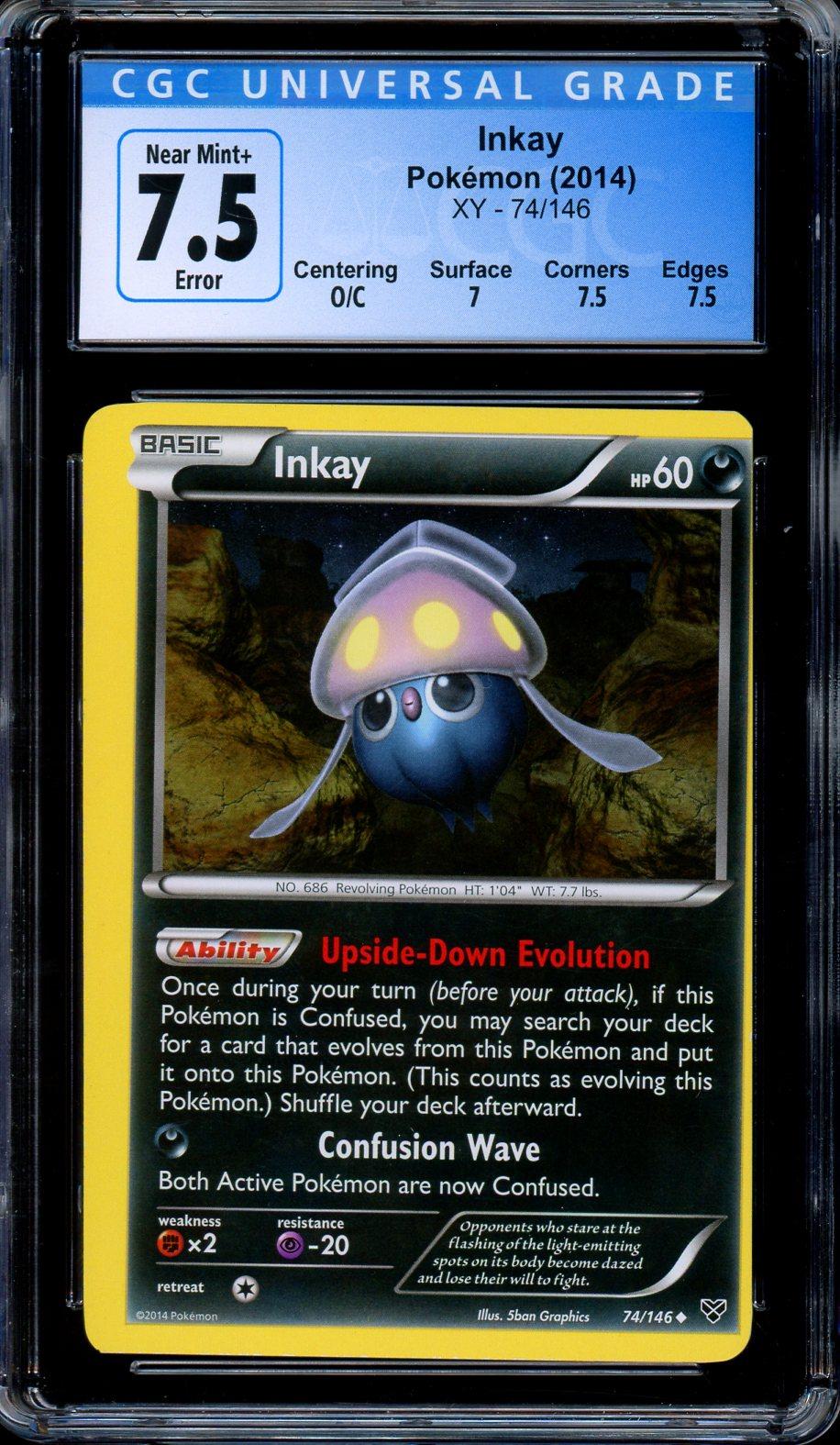 CGC 7.5 Inkay 74/146 XY MISCUT ERROR OFF CENTER Pokemon | Rare Candy