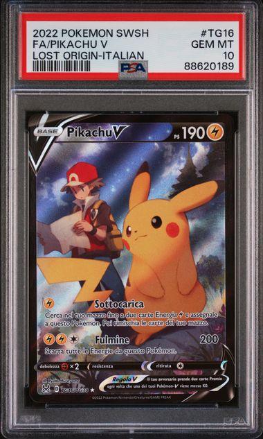 2018 Pokémon Lost Origin Trainer Gallery Pikachu V ITALIAN #TG16 PSA 10 ...