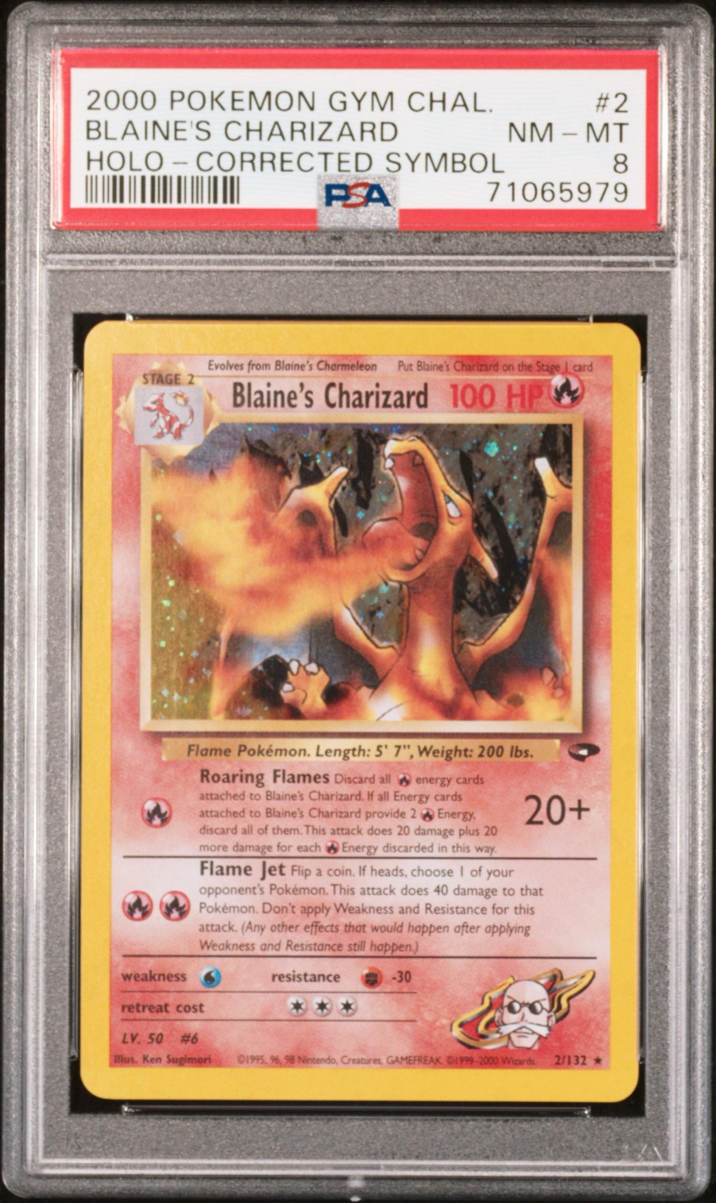 2000 Pokémon Gym Challenge Blaine's Charizard Corrected Symbol #2 PSA 8 | Rare Candy