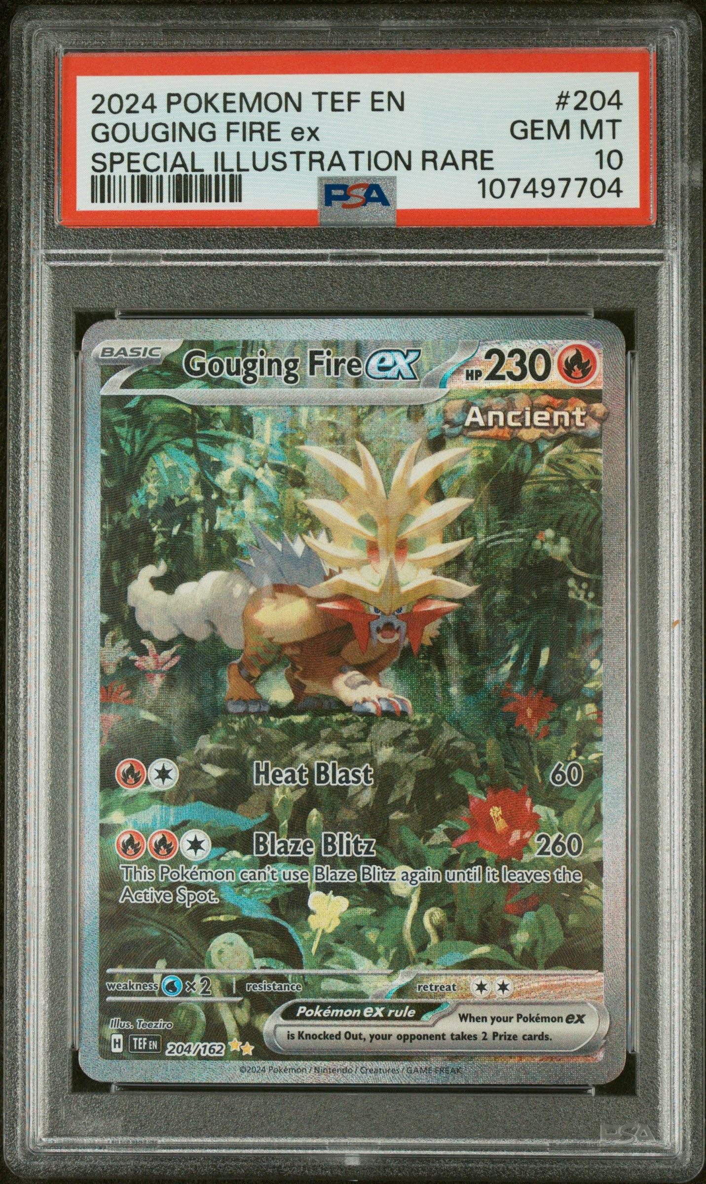 2024 Pokémon Temporal Forces Gouging Fire ex #204 PSA 10 | Rare Candy