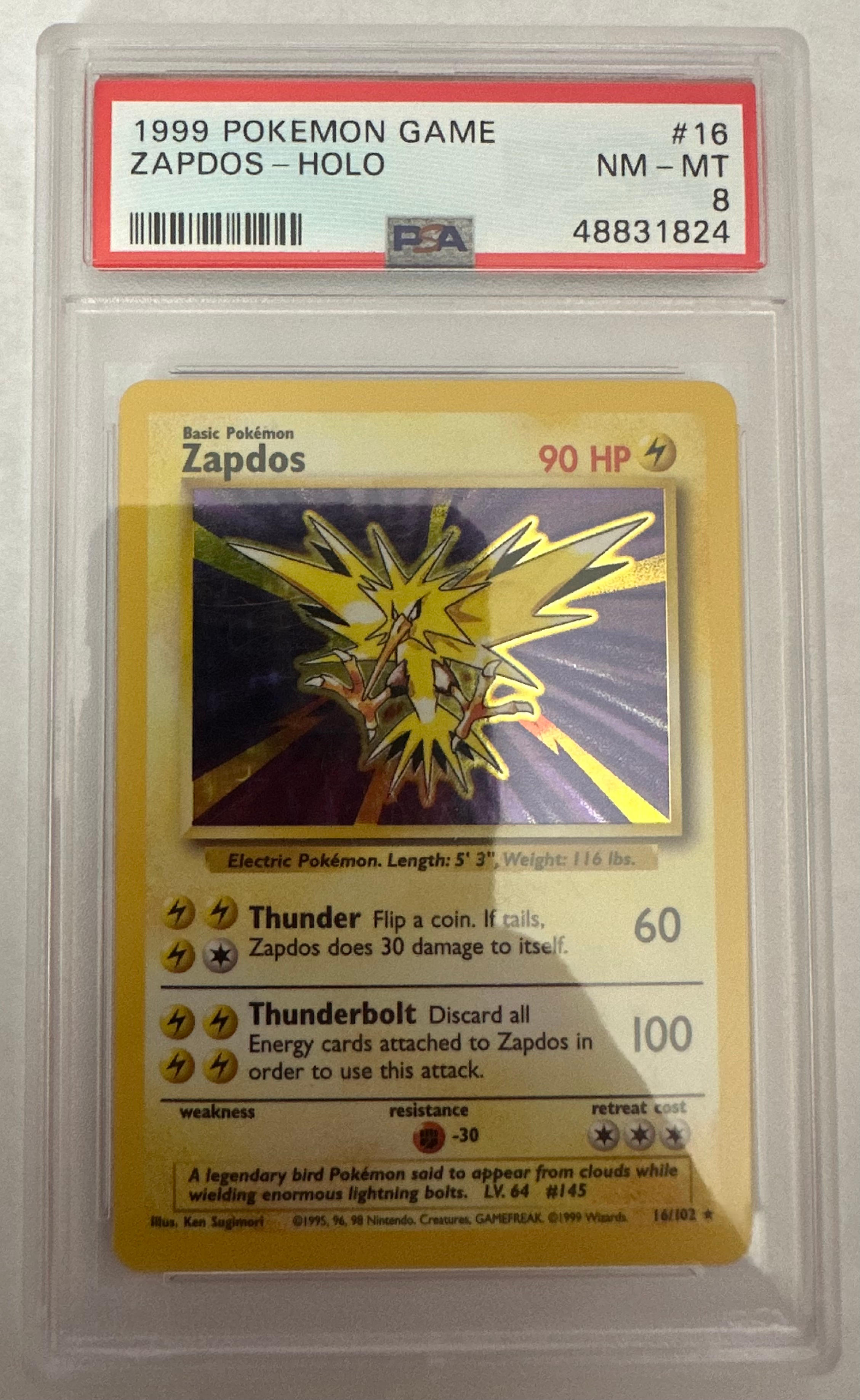 1999 Pokémon Base Zapdos #16 PSA 8 | Rare Candy