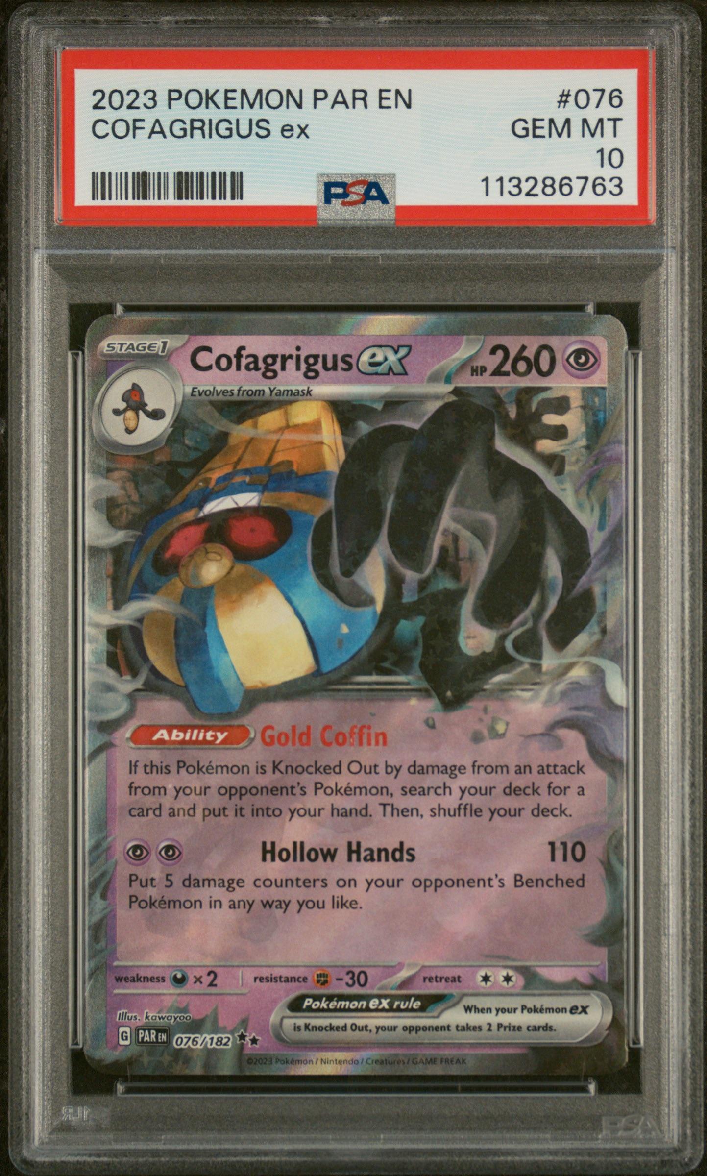 2023 Pokémon Paradox Rift Cofagrigus ex #076 PSA 10 | Rare Candy