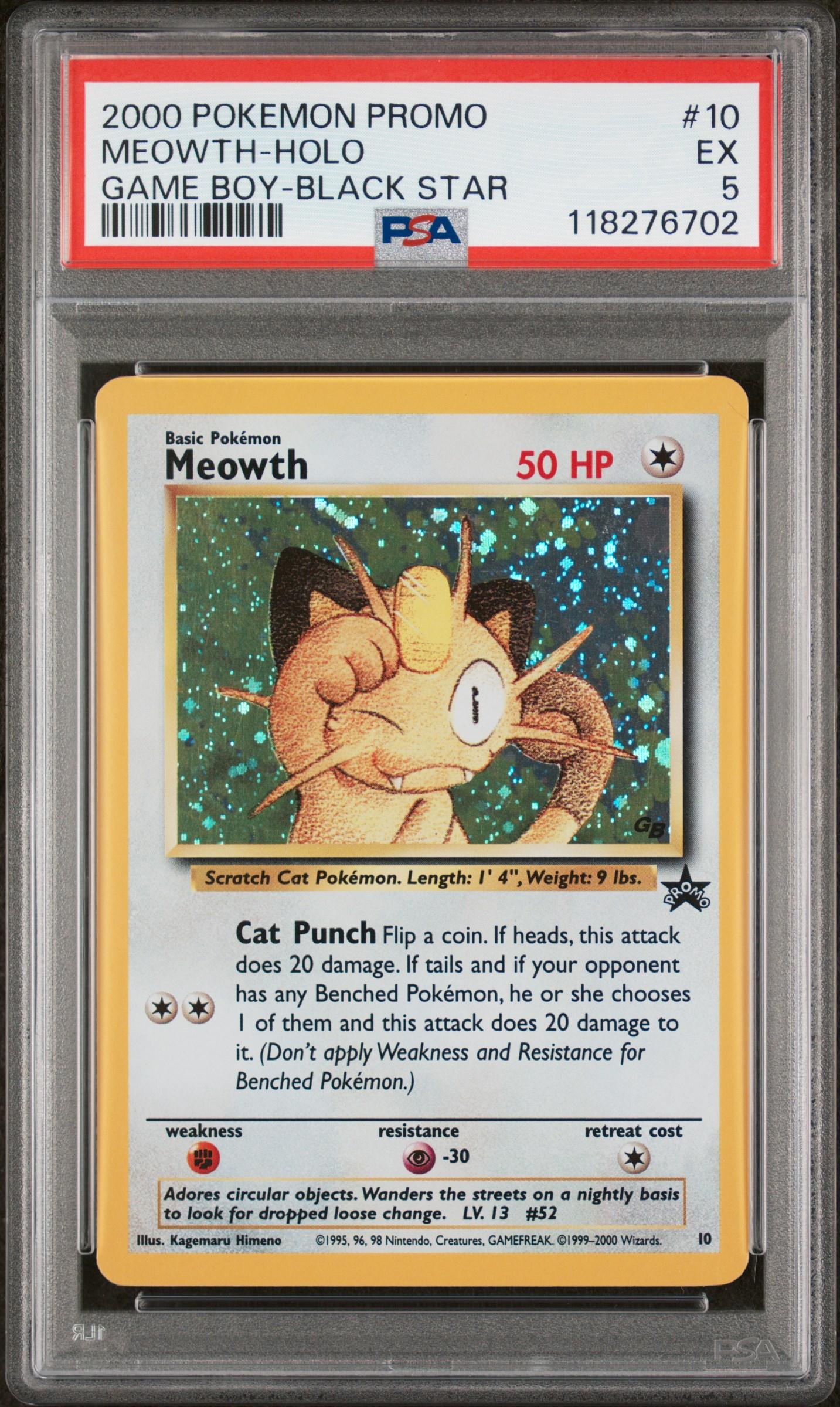 2000 Pokemon WOTC Game Boy-Black Star Promo Meowth-Holo #10 PSA 5 (NEW ...