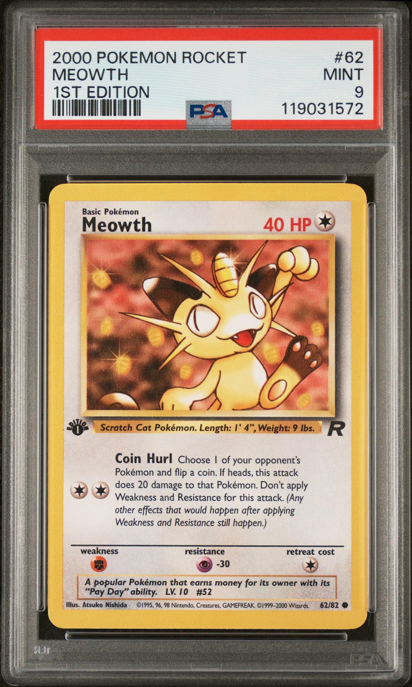 2000 Pokemon Vintage 1st Edition Rocket Meowth #62 PSA 9 (NEW CERT ...