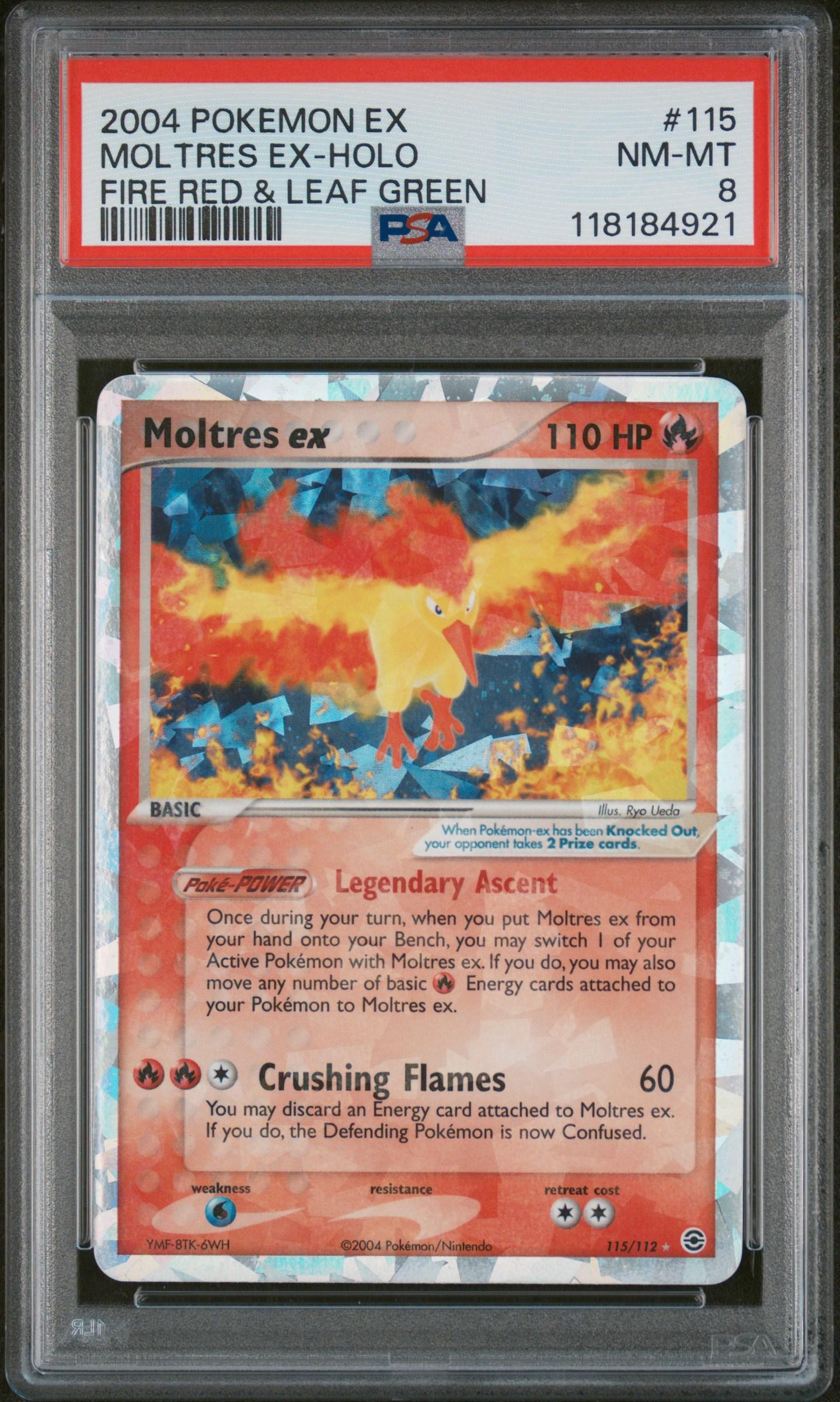 2004 Pokemon Ex Fire Red & Leaf Green Moltres Ex-Holo 🔥 #115 PSA 8 (NEW ...