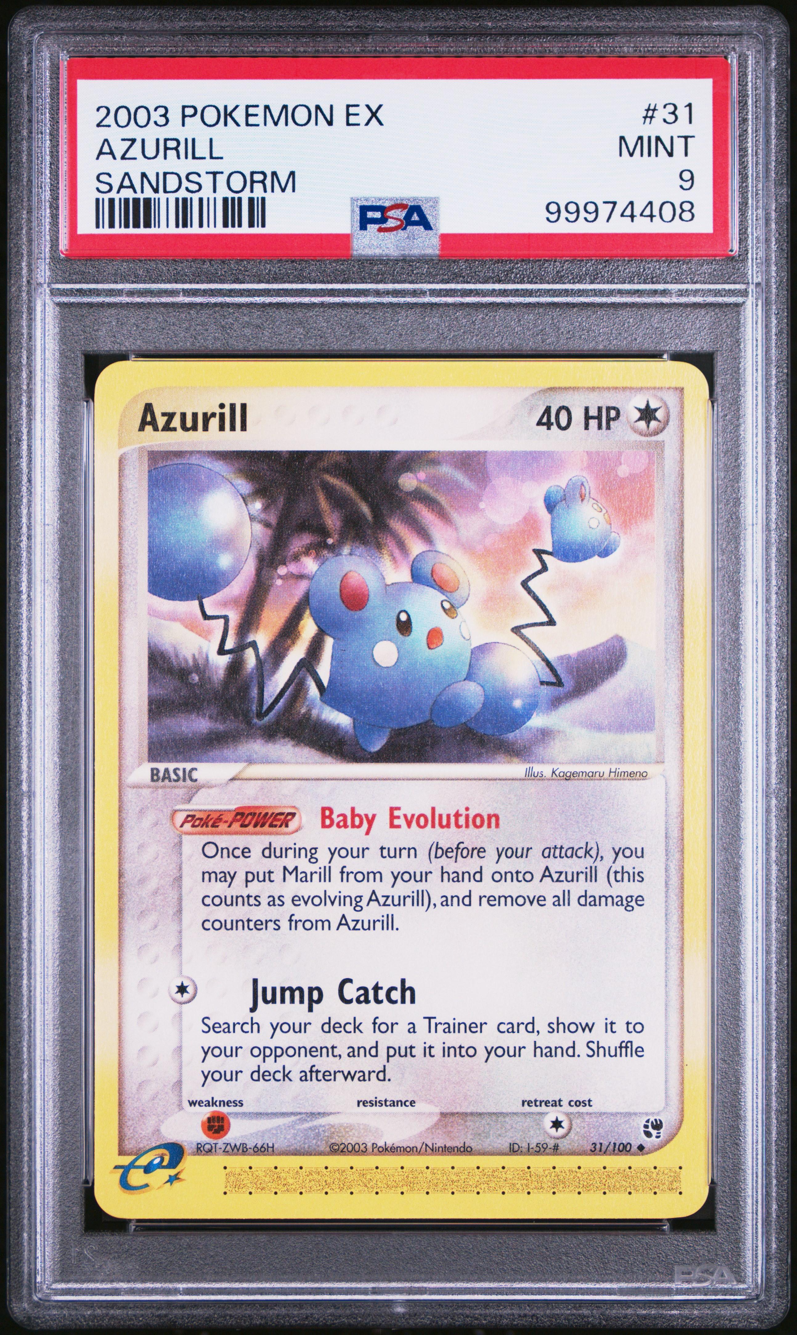 2003 Pokemon Vintage Ex Sandstorm 🌊 Azurill #31 PSA 9 🌊 (NEW CERT ...