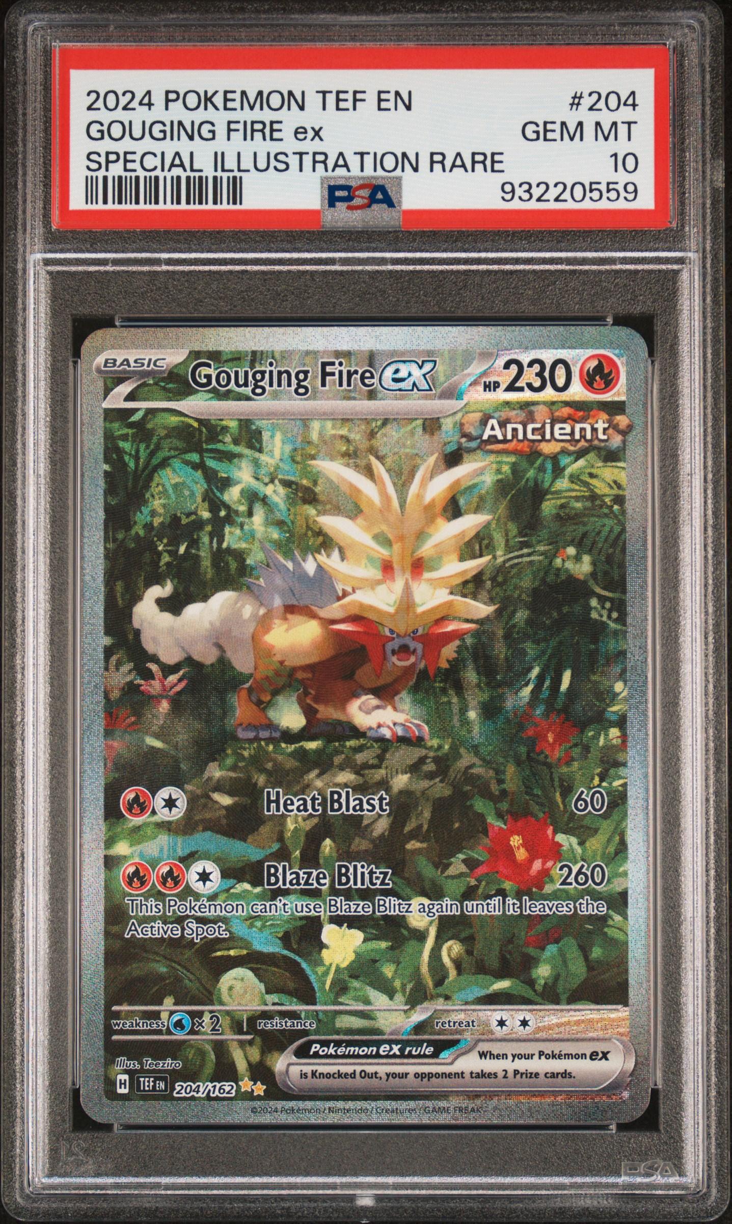 2024 Pokémon Tef En-Temporal Forces Gouging Fire Ex #204 PSA 10 | Rare ...