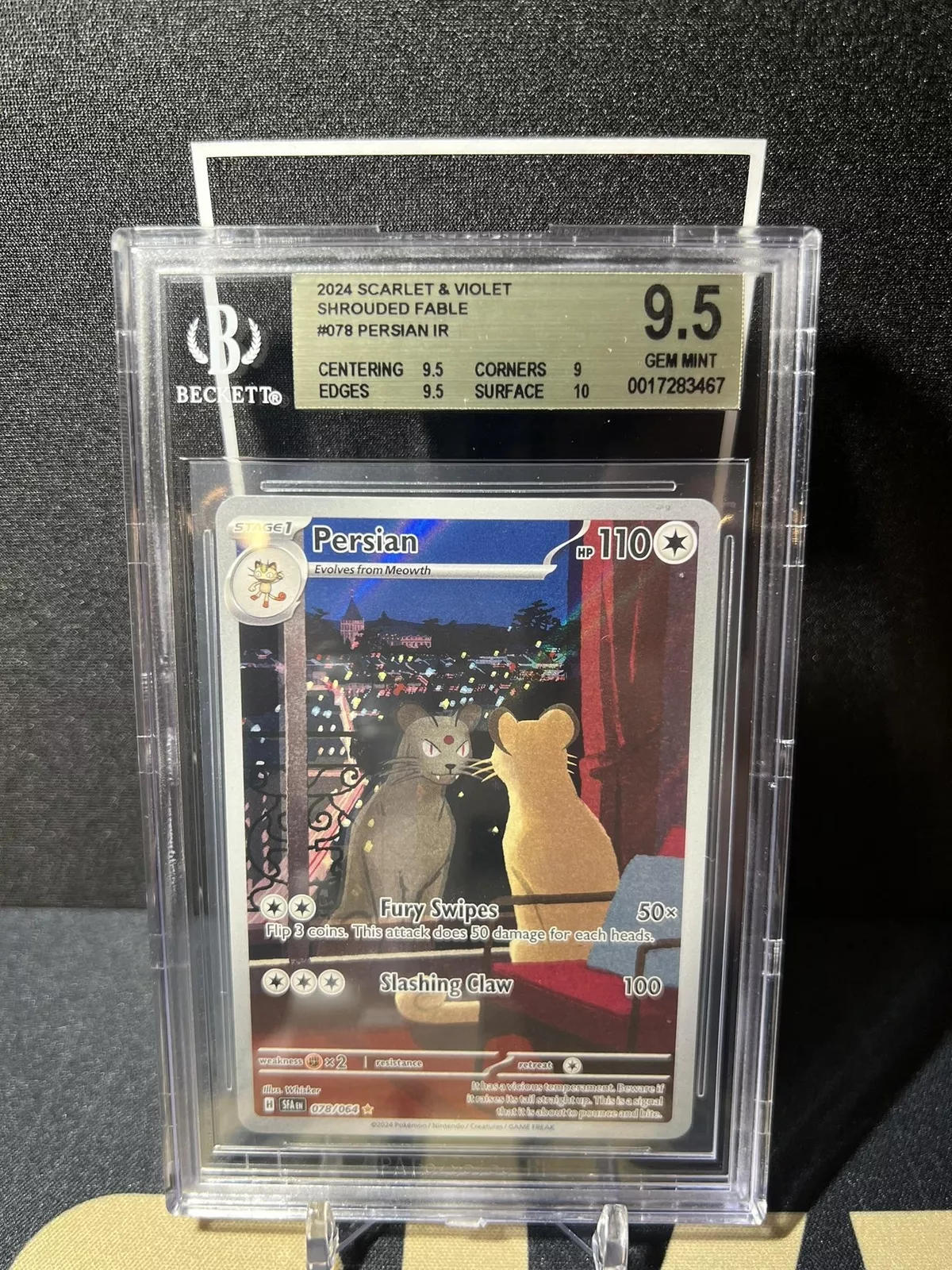 2024 Pokemon Scarlet and Violet Shrouded Fable #078 Persian IR BGS 9.5 ...