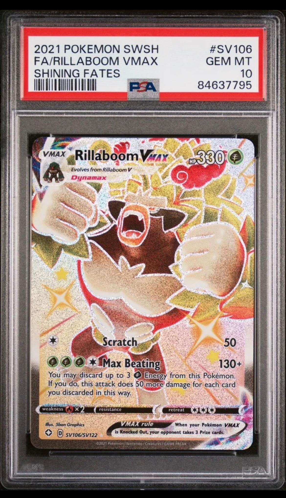 2021 Pokémon Shining Fates Rillaboom VMAX #SV106 PSA 10 | Rare Candy