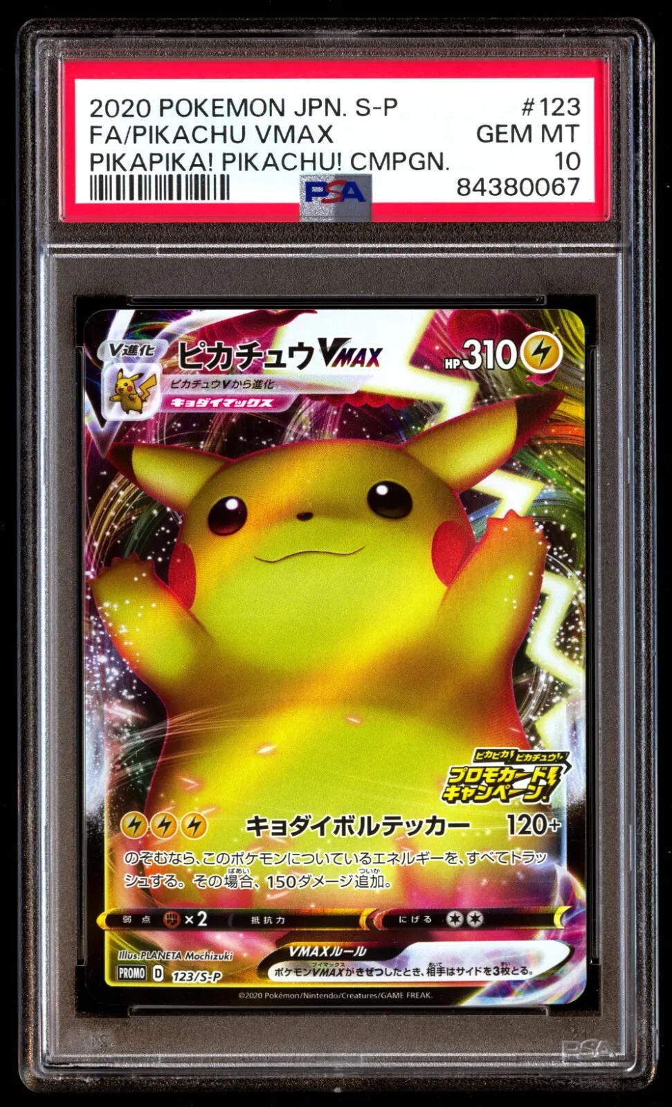 PSA 10 Gem Mint Pikachu Vmax 123/S-P Pikapika! Pikachu! Campaign FA 2020 Japanes | Rare Candy