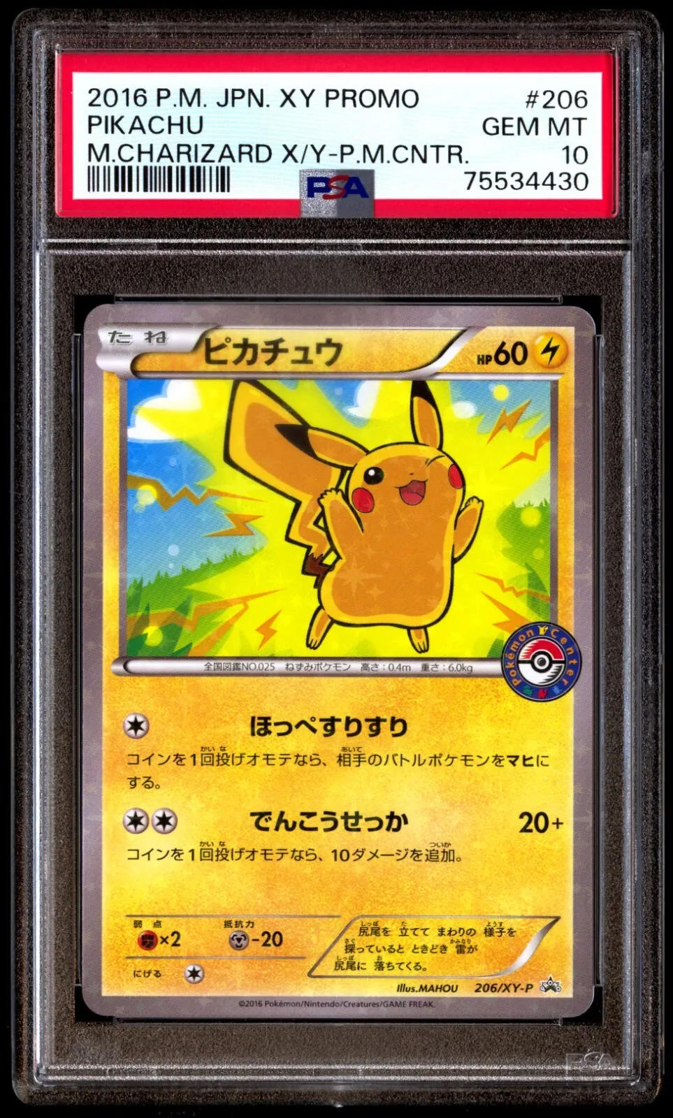 PSA 10 Gem Mint Pikachu 206/XY-P M Charizard XY PM Center 2016 Japanese ...