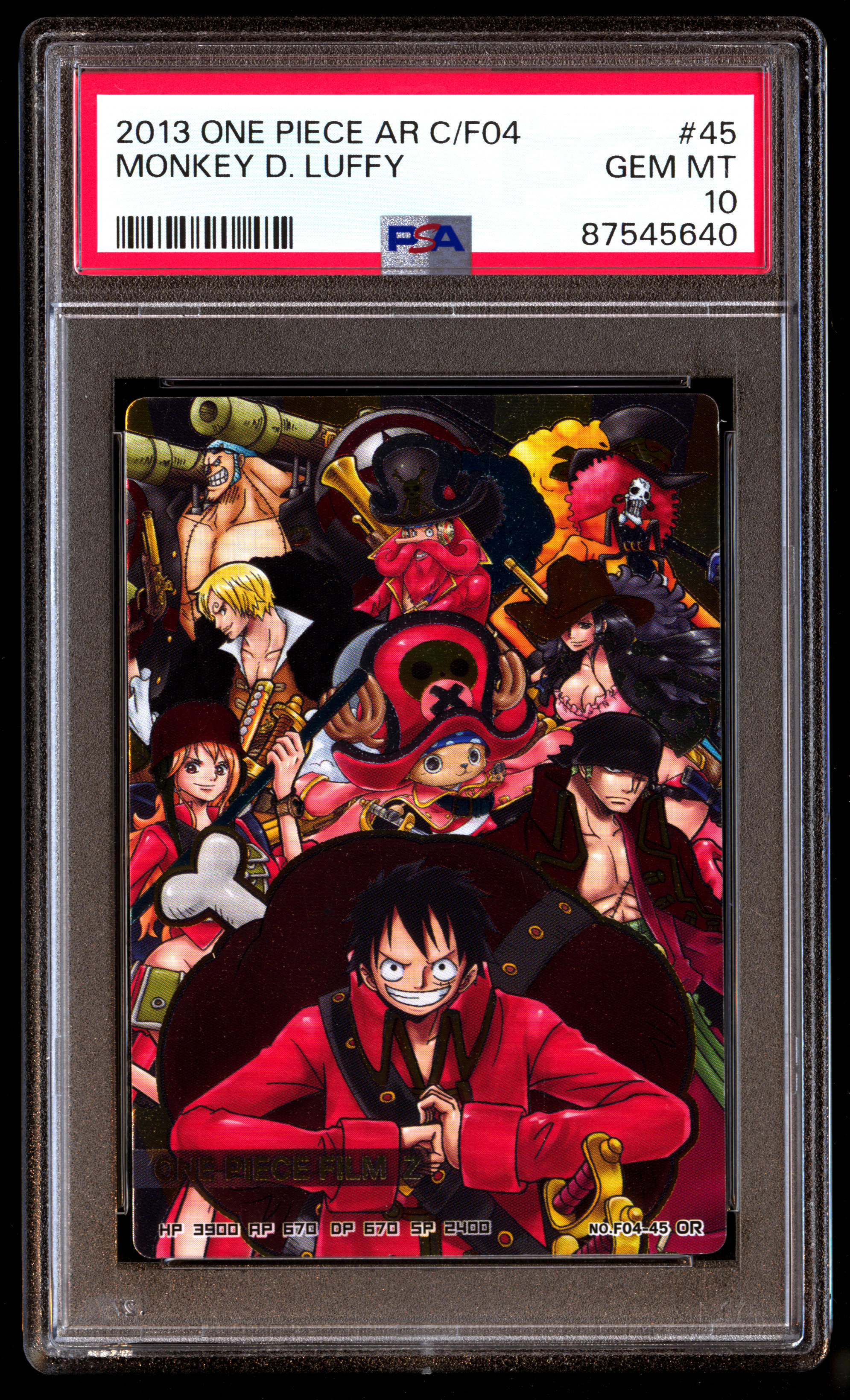 PSA 10 Gem Mint Monkey D. Luffy F04-45 2013 Japanese ONE PIECE TCG ...
