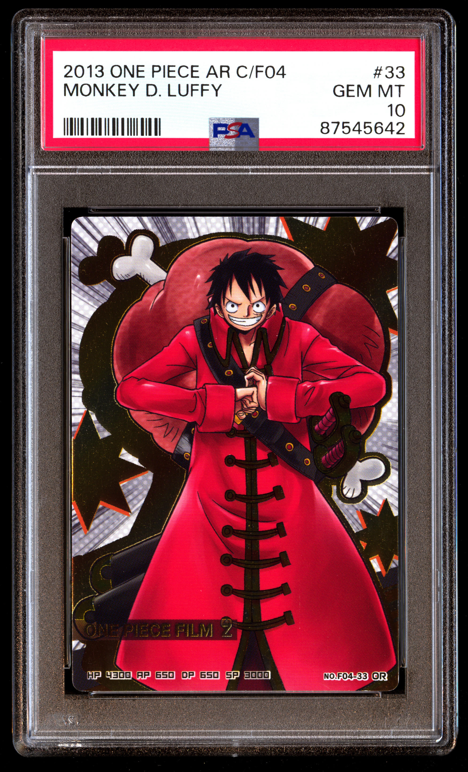 PSA 10 Gem Mint Monkey D. Luffy F04-33 2013 Japanese ONE PIECE TCG ...