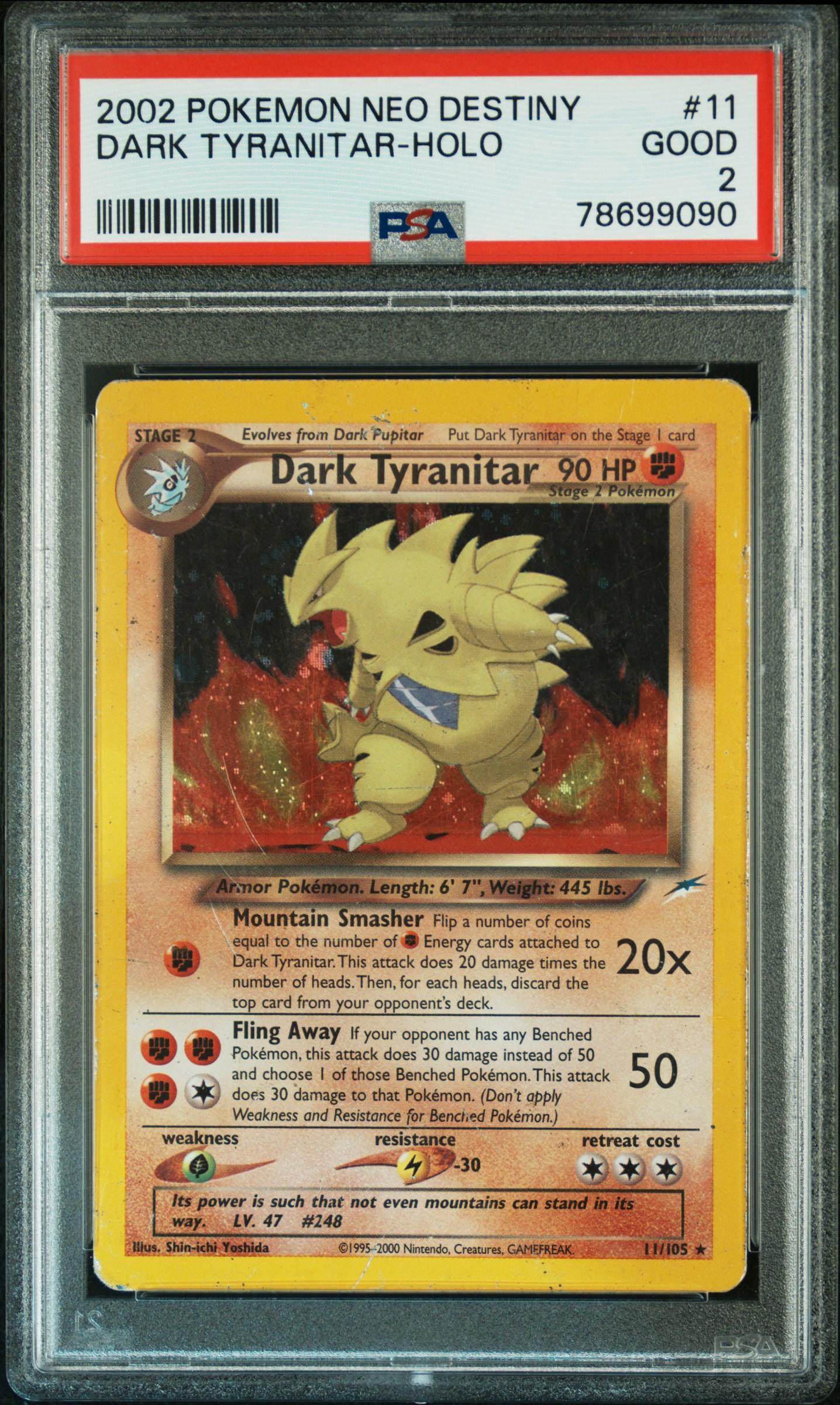 2002 Pokémon Neo Destiny Dark Tyranitar Holo #11 PSA 2 | Rare Candy