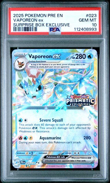 2025 Pokémon Prismatic Evolutions Vaporeon ex #023/131 Surprise Box ...